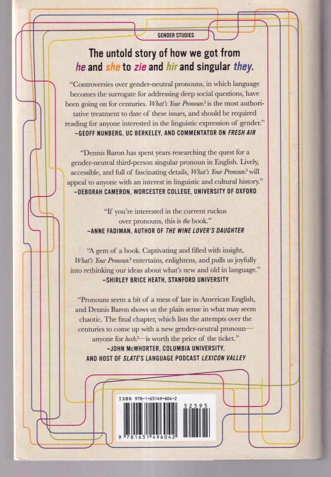 WHAT'S YOUR PRONOUN?: BEYOND HE AND SHE by Dennis Baron (2020 Hardcover ...