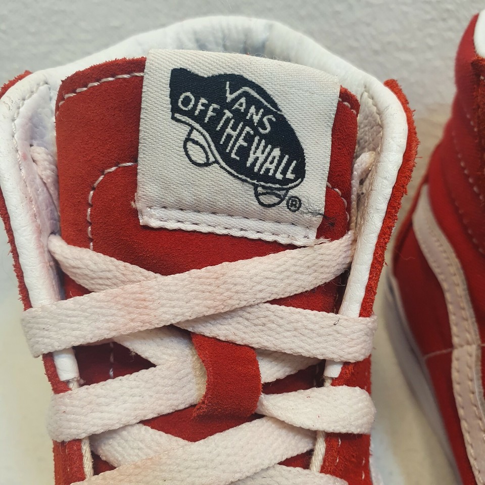Vans Off The Wall Red Suede Skate Shoes 721356 High Top Kids Size 3 ...