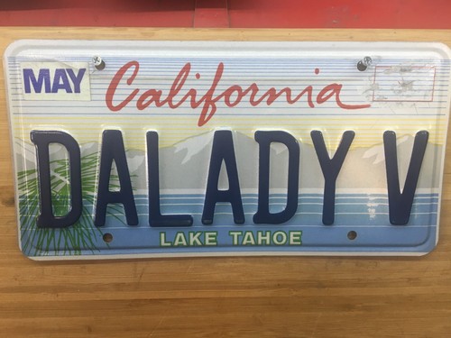 License Plate Tag Vanity Personalized DA LADY V California Lake Tahoe ...