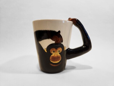 Monkey Mug Chimpanzee Arm Handle Ceramic Coffee Cup World Market 12 oz ...