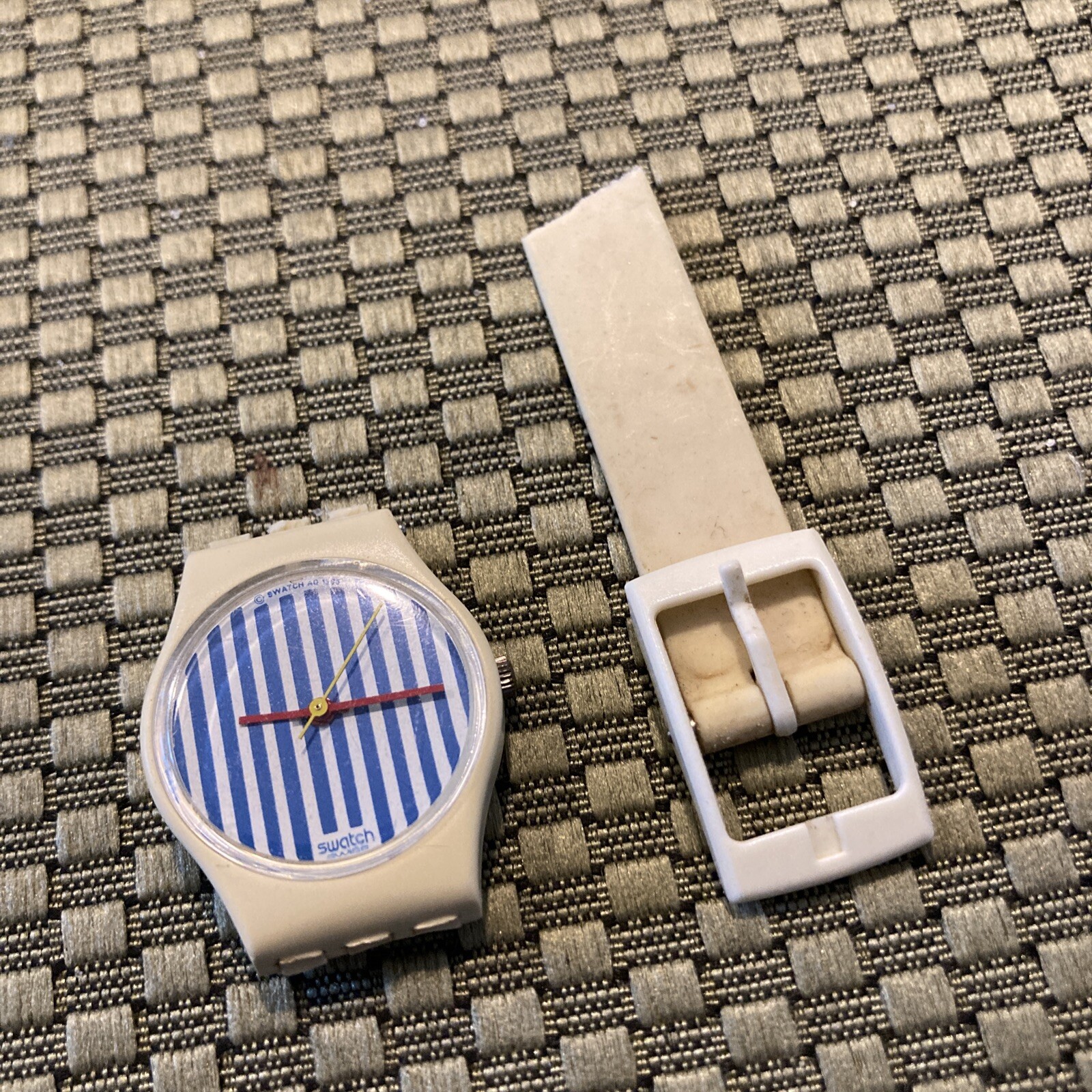 Vintage Swatch Watch 1980s Blue/White Striped Stripes… - Gem