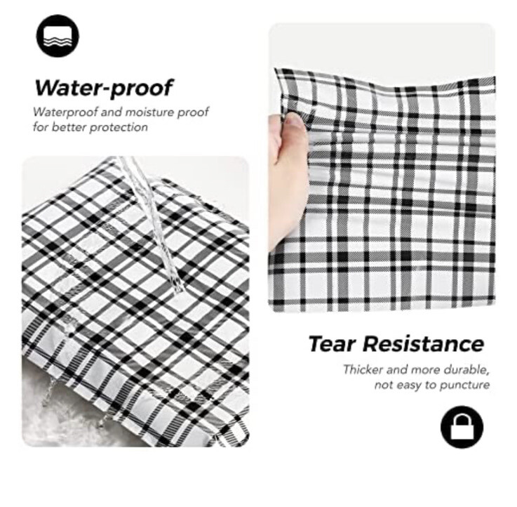 20 Holiday Poly Mailers 10x13 Black and White Plaid Christmas Holiday ...