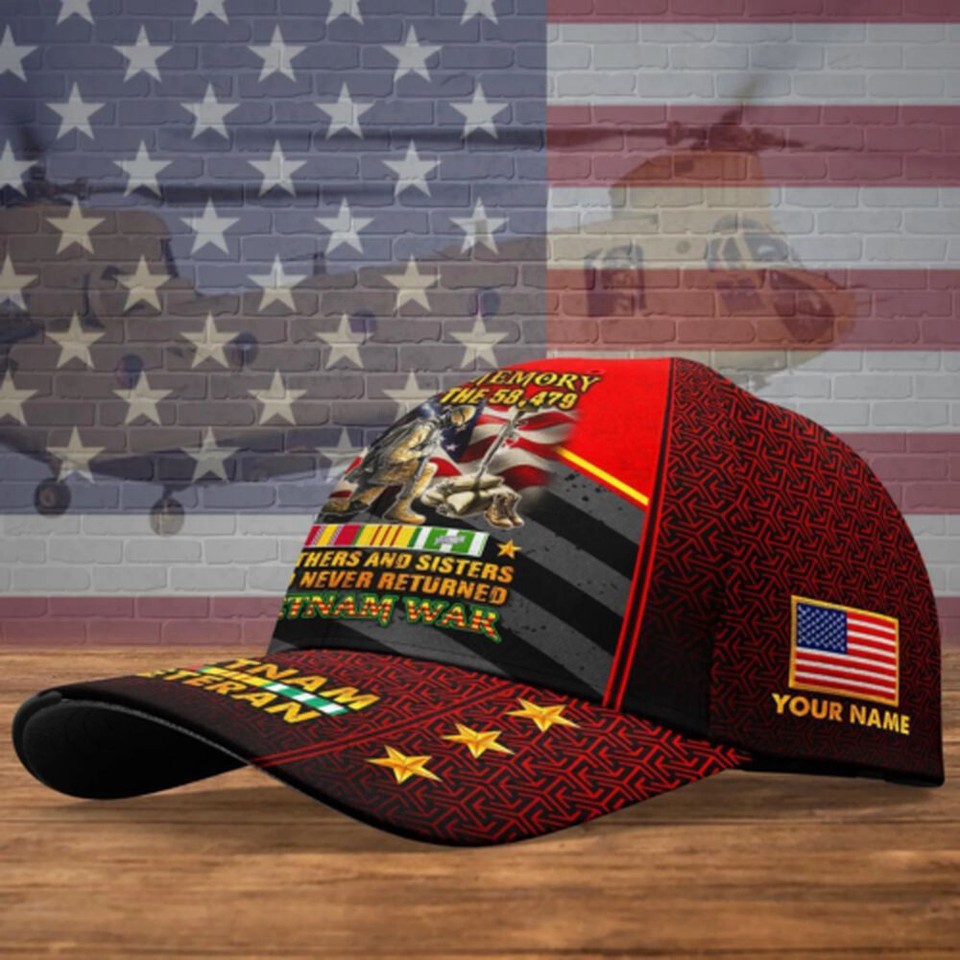 Veteran 3D Cap Vietnam Veteran Custom Classic Cap US Flag Military ...