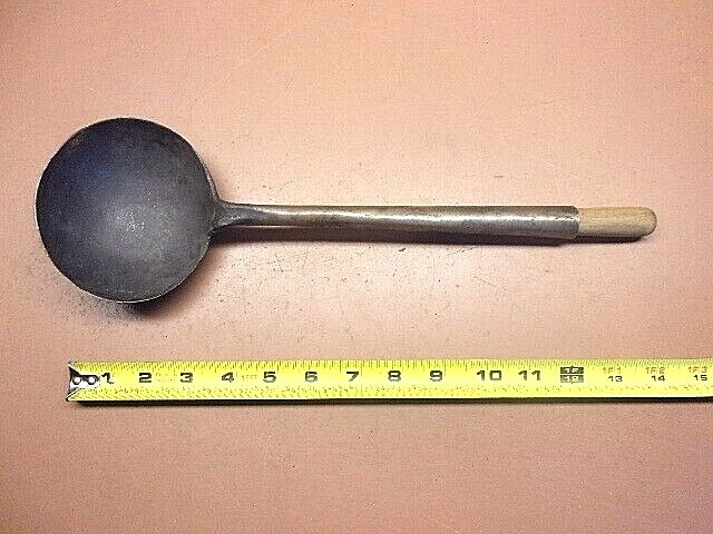 Antique Hand Forged Tin Dipper 14 1/2" Harvest Kitchen Utensil 4" x 4 1 ...