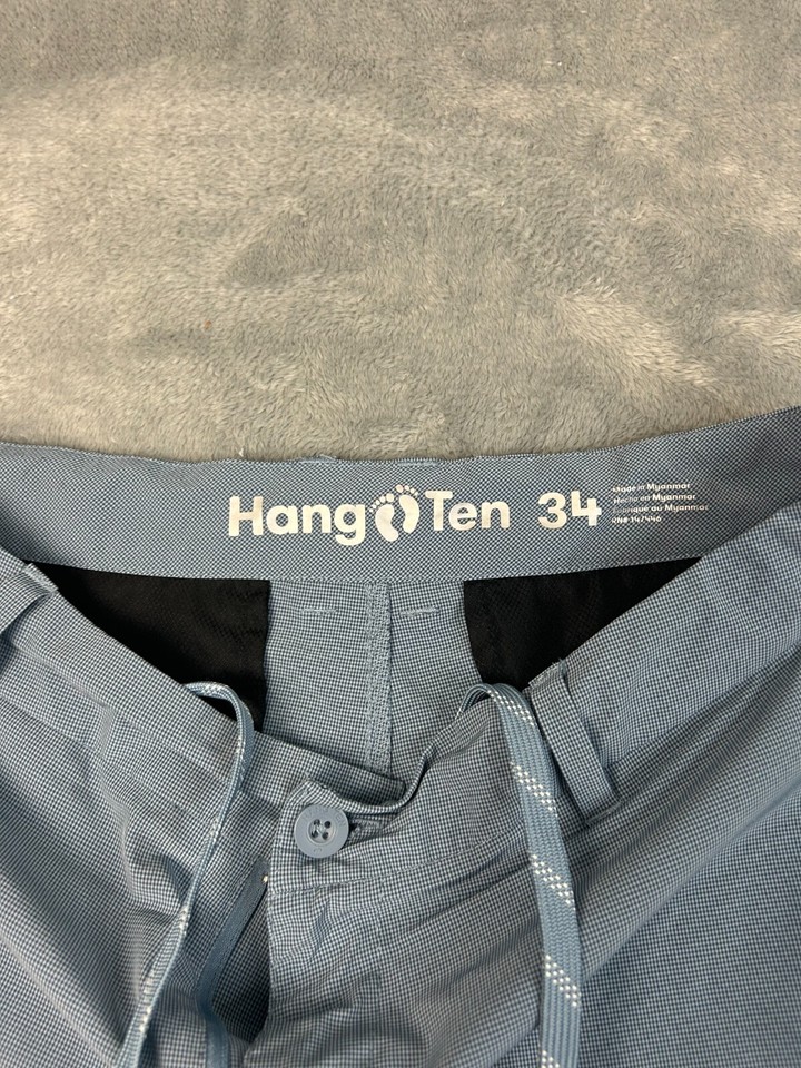 Hang Ten Surfing Shorts Size 34 Mens Blue Beach Hybrid Trunk Drawstring ...