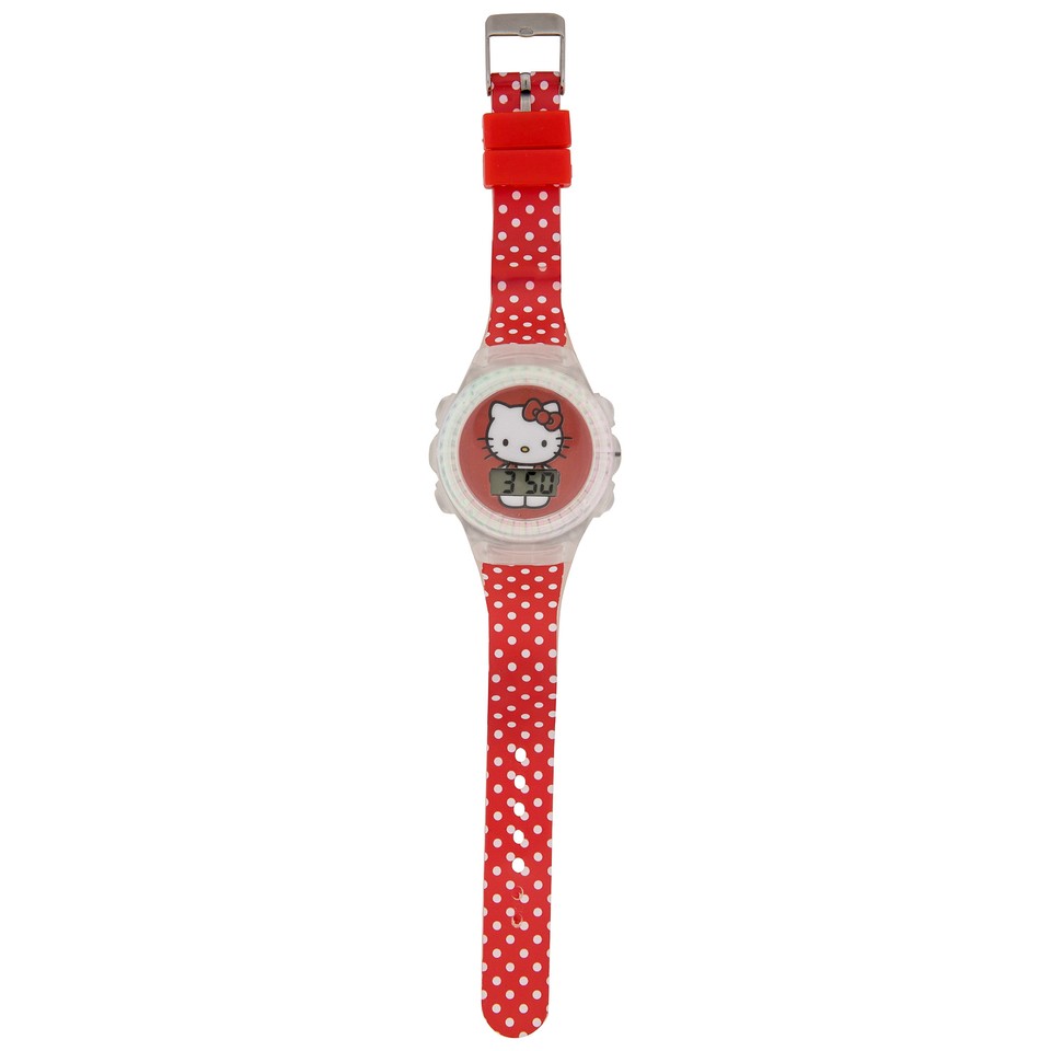 Hello Kitty Polka Dot LCD Kid's Watch with Silicone Band Red | eBay