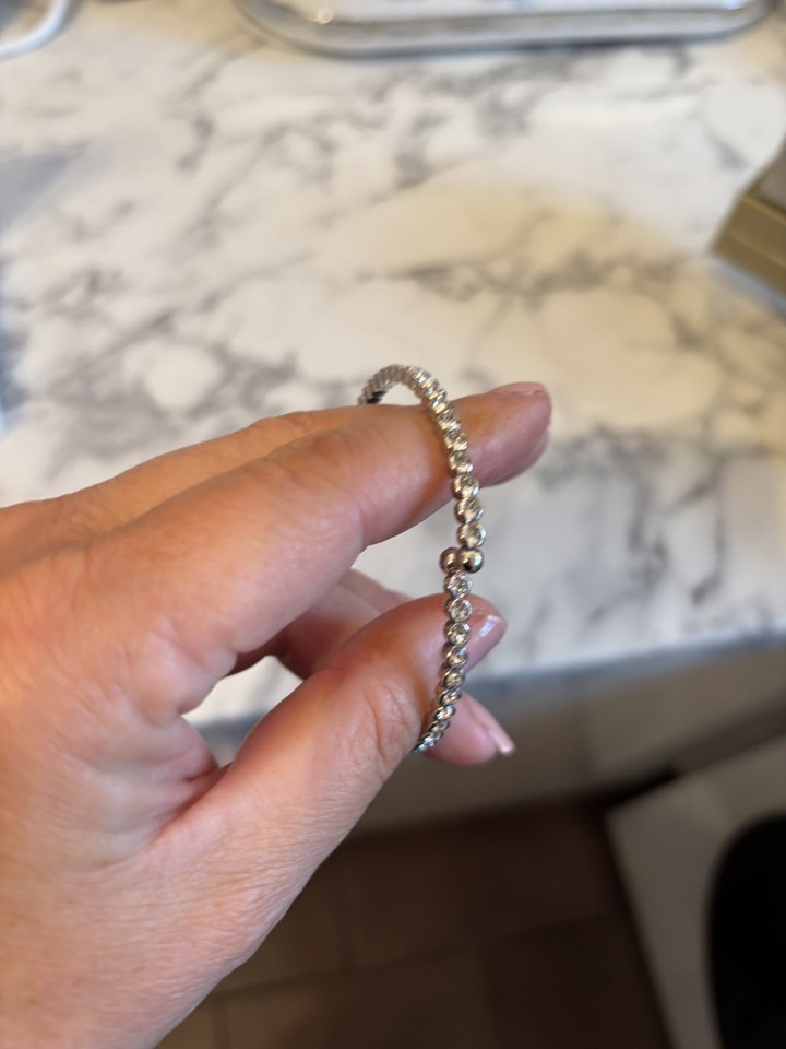 Warren James Sterling Silver With Swarovski Crystals Bangle Bracelet ...