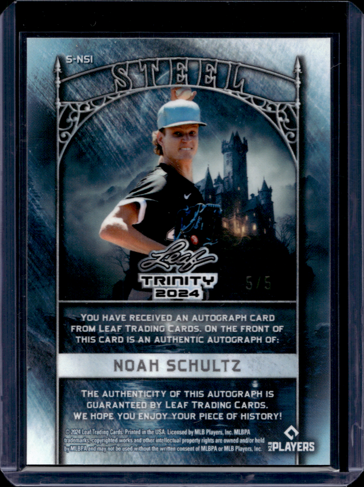 2024 Leaf Trinity Noah Shultz Steel Auto /5 Iron Donut Circles Blue #S ...