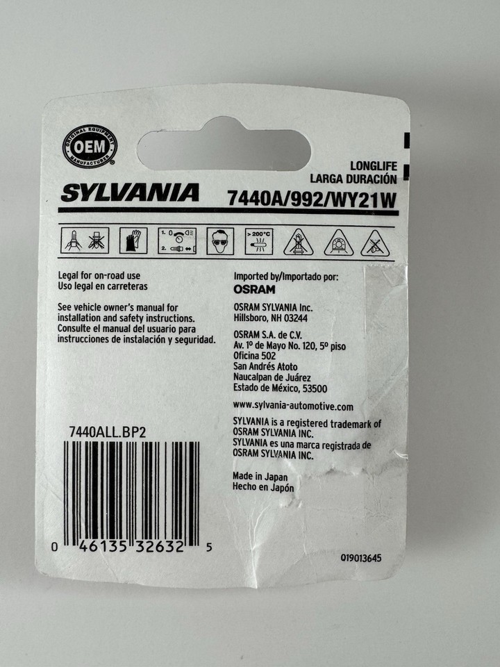 Turn Signal Light Bulb-SET Sylvania 7440A also compatible 992/WY21W | eBay