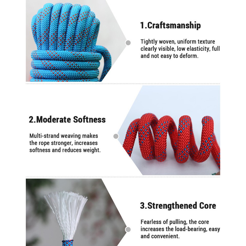 10mm Climbing Rope for Adults with Double Hook for Rock Climbing B3Z7 ...