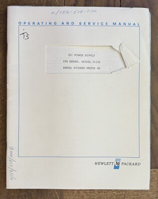 HP 6111A DC Power Supply Operating and Service Manual 1966 | eBay
