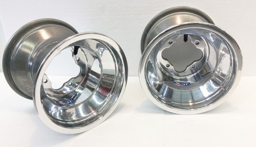 DWT Polished A5 Rolled Lip ATV Rear Wheels Rims 8" 8x8 3+5 4/85 TRX90 ...