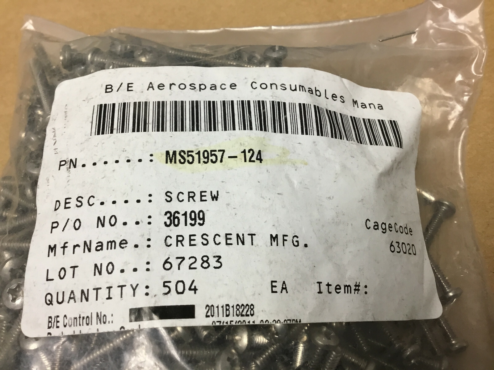 (10 PC) CRESCENT MS51957-124 Machine Screw WITH MFG CERTS | eBay