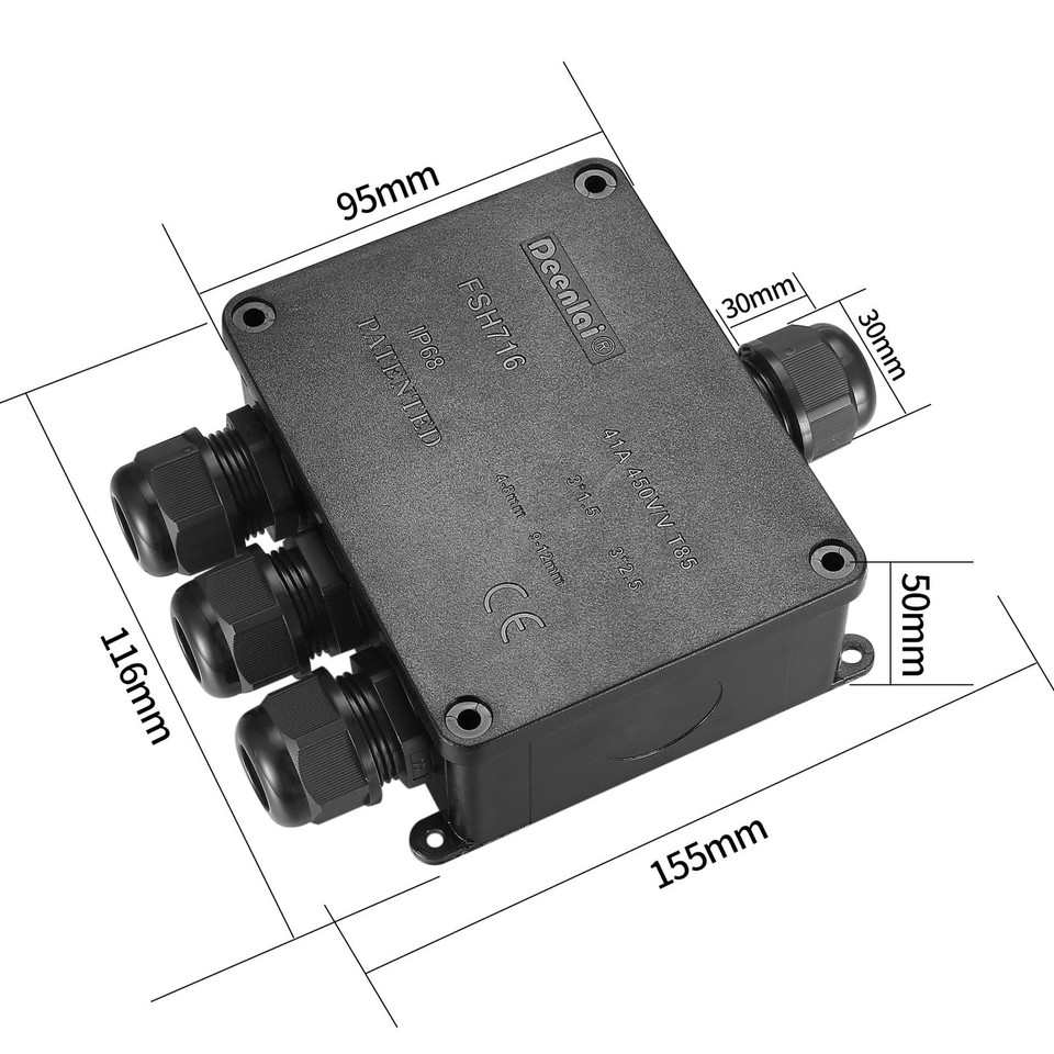 Electrical Junction Box, Waterproof IP68 4-Way External Junction Box ...