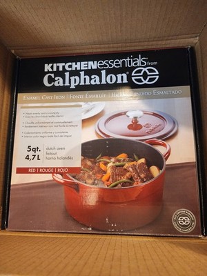 CALPHALON ENAMELED CAST IRON DUTCH OVEN 5 QT RED | eBay