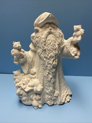 Gare Vintage Santa With Bears Ceramic Bisque Ready To Paint | eBay