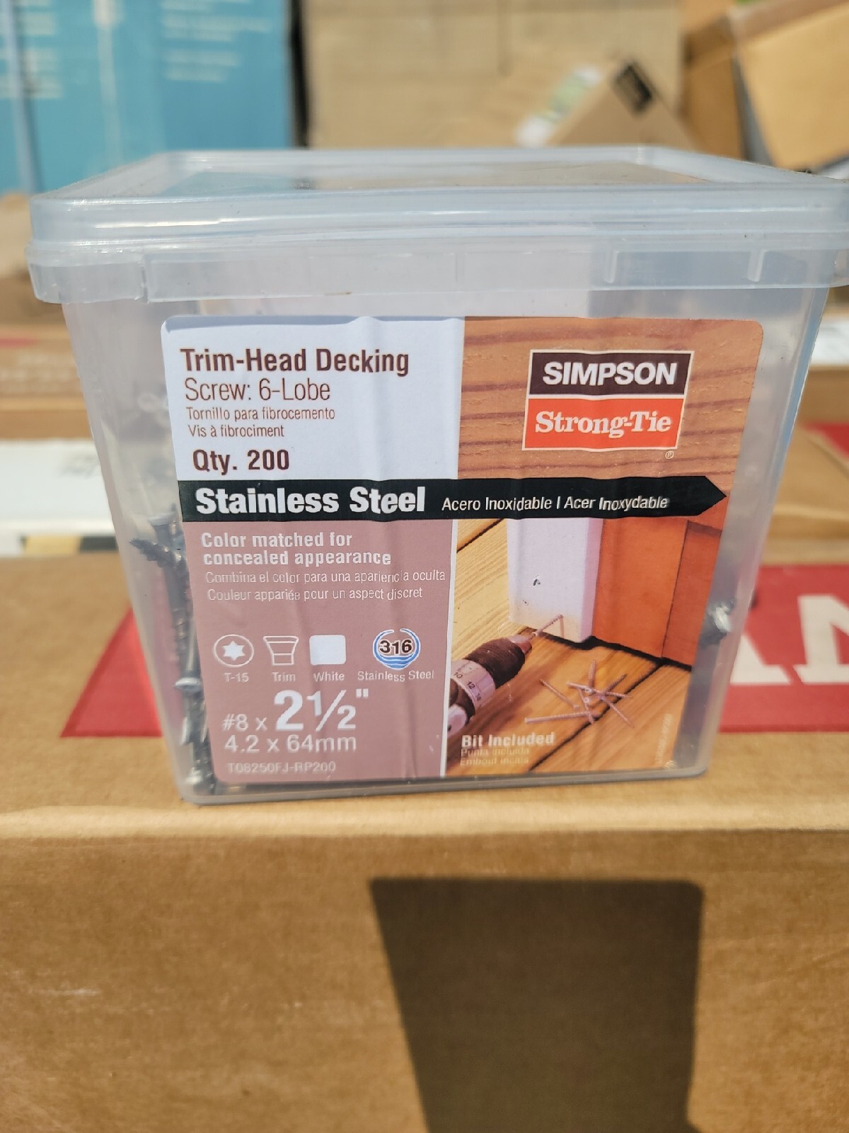 Simpson #8x2-1/2". Trim-Head Decking 6 Lobe Screw Stainless Steel 200ct ...