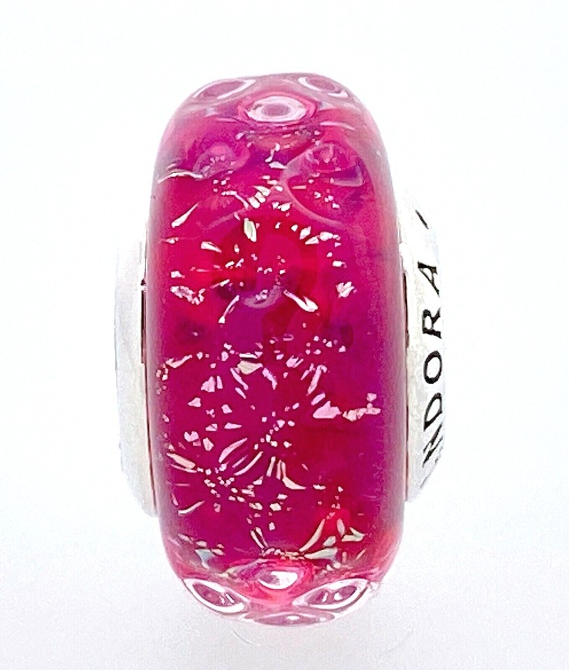 New 100% Authentic PANDORA 925 Wavy Pink/Red Murano Glass Charm ...