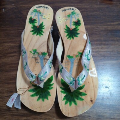 Woody's Sandals Vietnamese Hand-painted Artisan Vietnam Wooden Flip ...