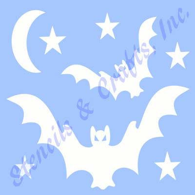 BAT STENCIL STAR MOON TEMPLATE STENCILS STARS SCRAPBOOK PAINT CRAFT ART ...