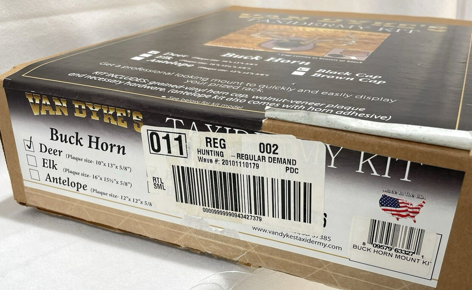 Van Dyke's Taxidermy Kit Buck Horn Deer Antler Mount Kit Black Cap New ...