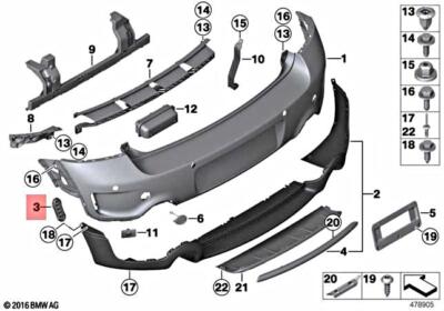 Genuine MINI R60 Countryman Rear Bumper Grid Grille Left OEM ...
