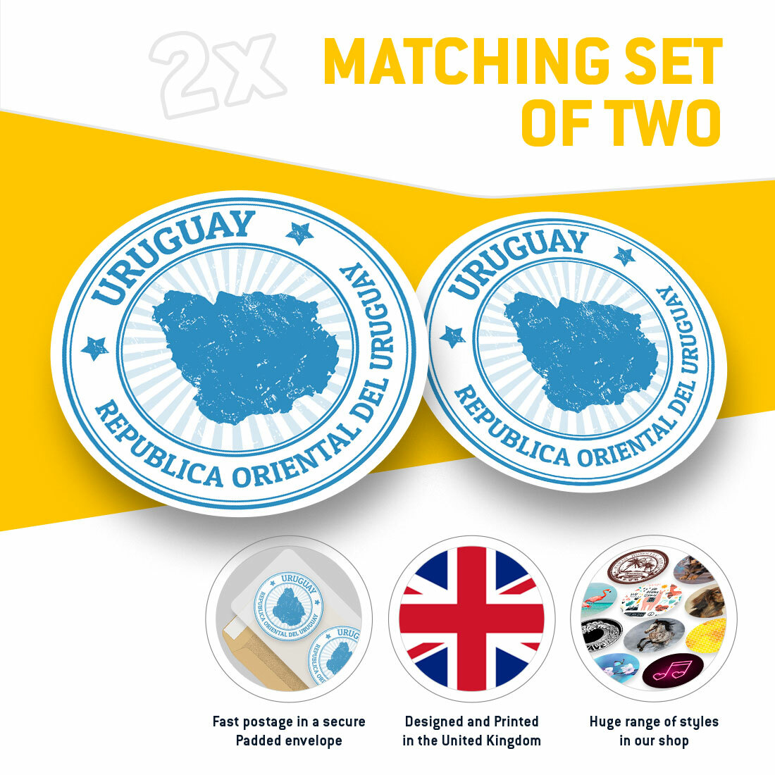 2 x Vinyl Stickers 10cm - Uruguay Map Travel Tourist Souvenir Cool Gift ...