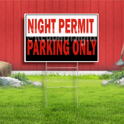 Night Permit Parking Only Indoor Outdoor Yard Sign | eBay