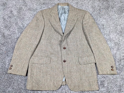 Vintage Jos A Bank Jacket Mens 42 Harris Tweed Herringbone 3 Button ...