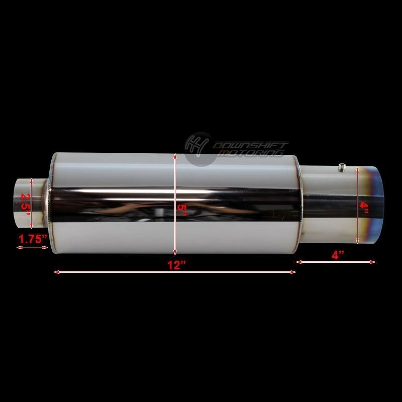 N1 Style 4" Burn Tip Stainless Steel Muffler 2.5" Inlet W/ Silencer ...