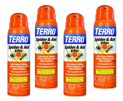 4 Pack TERRO Spider & Ant Killer Spray Kill Spiders Ants & Pests 16 oz ...