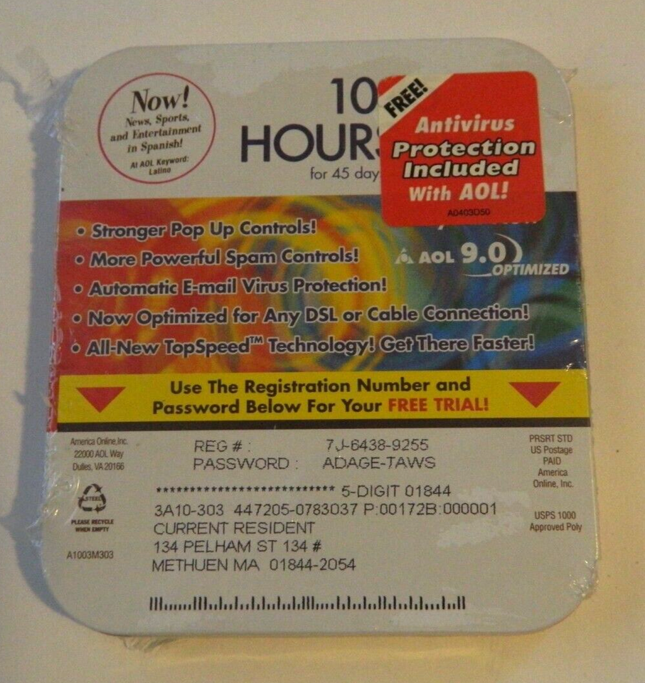 Vintage AOL America Online Internet Connection Trial CD. Unused, sealed ...
