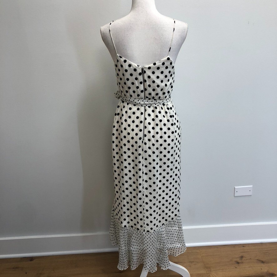 Alice + Olivia Dress Womens 4 Midi Mable Faux Wrap Dot Belted Summer ...