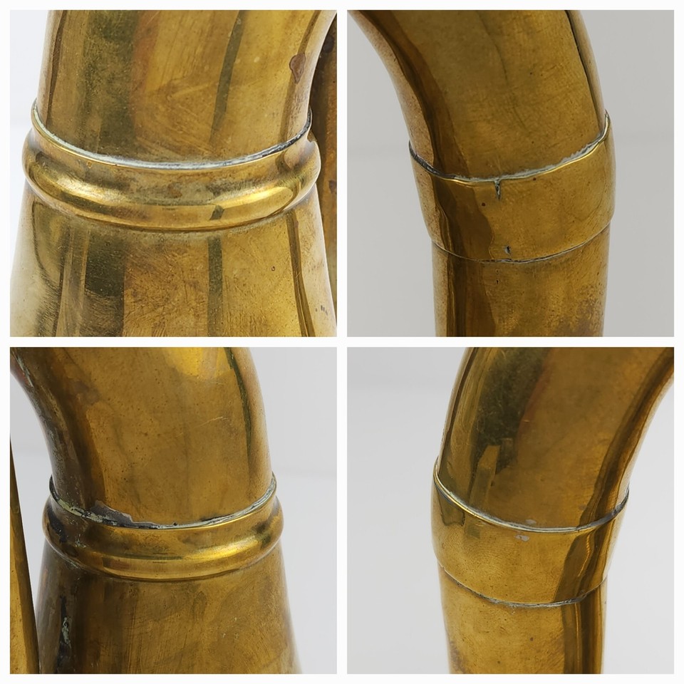 Vintage Brass Tone Metal Horn Short Bugle 6" Wide Bell Wind Musical ...