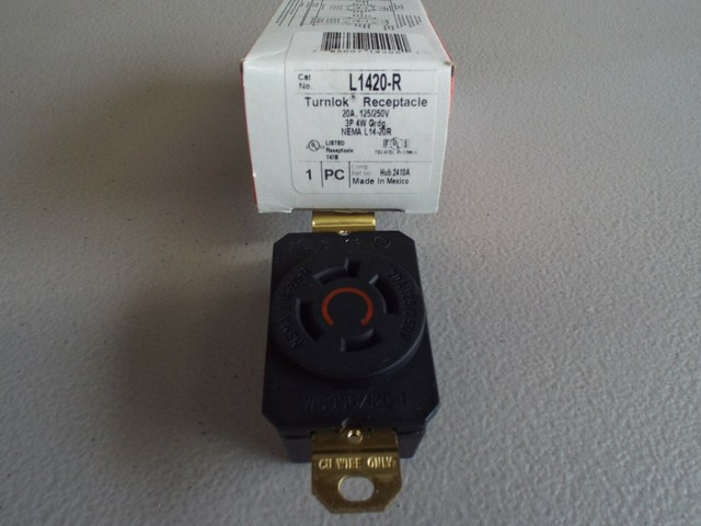 Pass & Seymour L1420R Turnlok Single Receptacle 4 Wire 20a 125/250v for ...