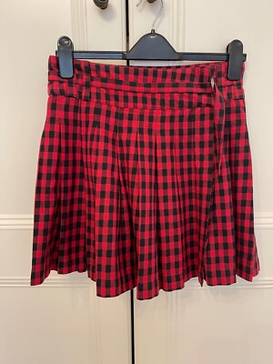 french connection skirt, red and black check, pleated , very good ...
