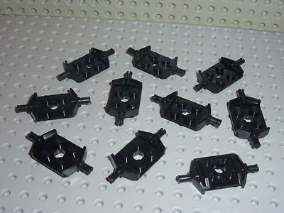 10 x LEGO Black Plate 2x2 With Wheels Holder Réf.6157 Set 8154/6335 ...