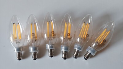 6 PACK GE LED B10C Soft White Candelabra E12 Base Bulbs 500 Lumens ...