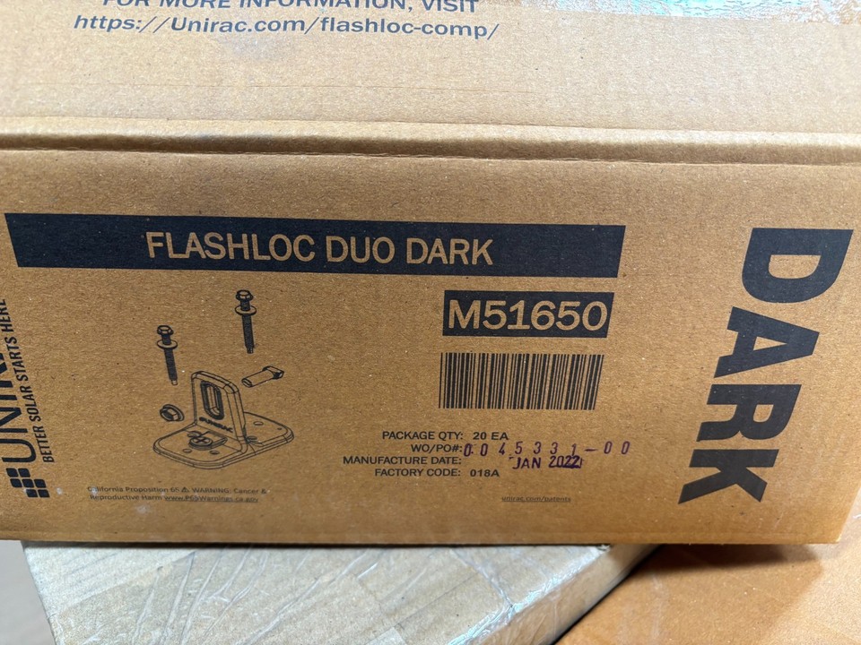 Unirac, Flashloc Duo Dark M51750 ( 20 Pc) Rail Foot | eBay
