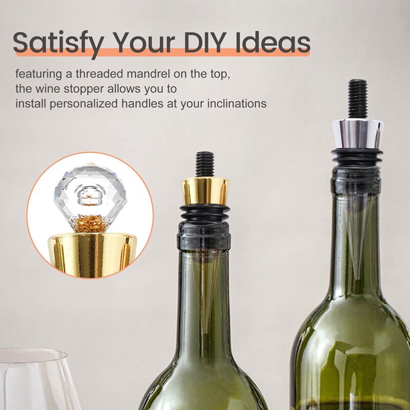 10 Pieces Blank Bottle Stopper with Threaded Post Metal Wine Stopper ...