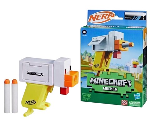 Nerf Minecraft CHICKEN Micro Blaster Toy Gun With Foam Darts For Ages 8 ...