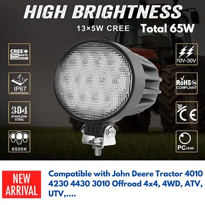 65W LED Flood Lights Waterproof Working Lamp for John Deere Tractor ...