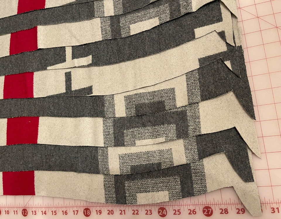 New Pendleton Wool Blanket Remnants - Gray/white/red/black/white - appx ...