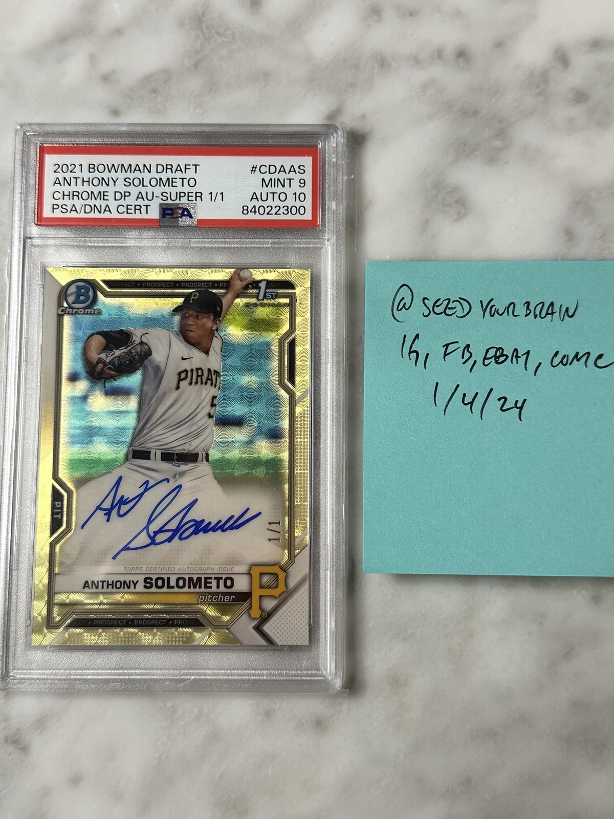 2021 Bowman Draft Anthony Solometo 1st Bowman Superfractor Auto 1/1 PSA ...