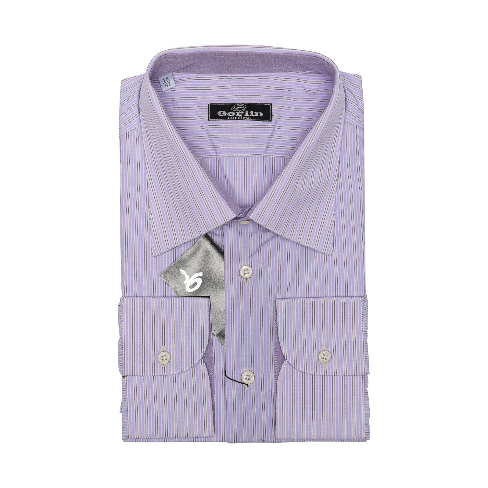 690$ ITALIAN LUXURY GERLIN Shirt Lilac Striped Cotton 16 - 41 - 1U ...