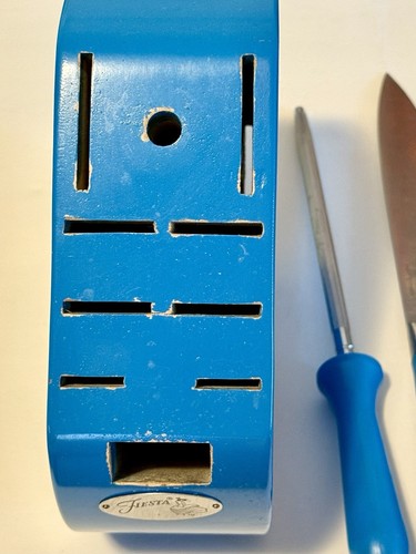 11-Piece Fiestaware Fiesta Ware Peacock Blue Knife Wooden Block Set ...