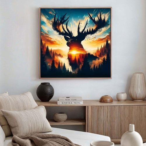 Forest Deer Diamond Art Kits for Adults,5D Full round Drill Dots ...