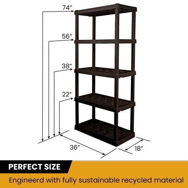 5-Shelf Plastic Garage Shelves Adjustable Storage Shelving Units ...