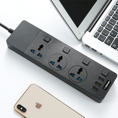 UK Extension Lead Cable Electric Mains Power 3 Universal Plug 3 USB ...