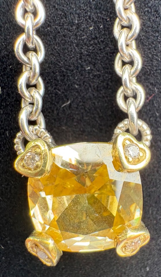 Judith Ripka Two Sterling Silver & 18K Gold Yellow Citrine ? Necklace ...